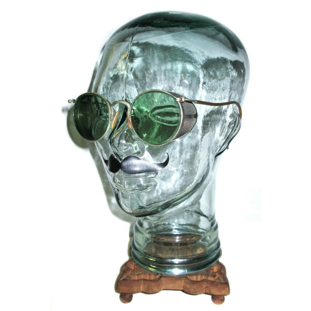 Antique American Optical Green Mesh Goggles Sunglasse… - Gem